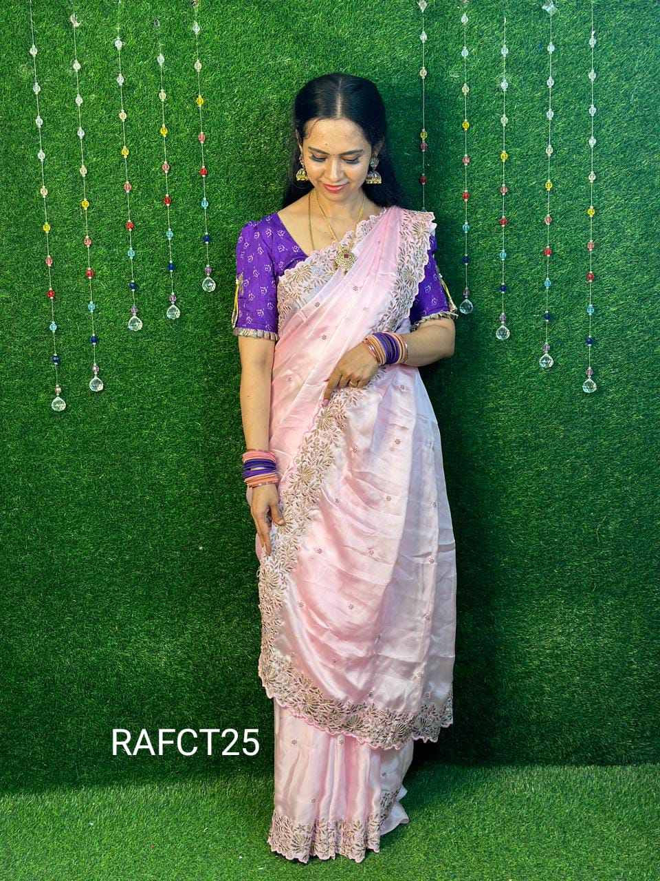 Space silk saree with embroidery blouse – Rishi Boutique