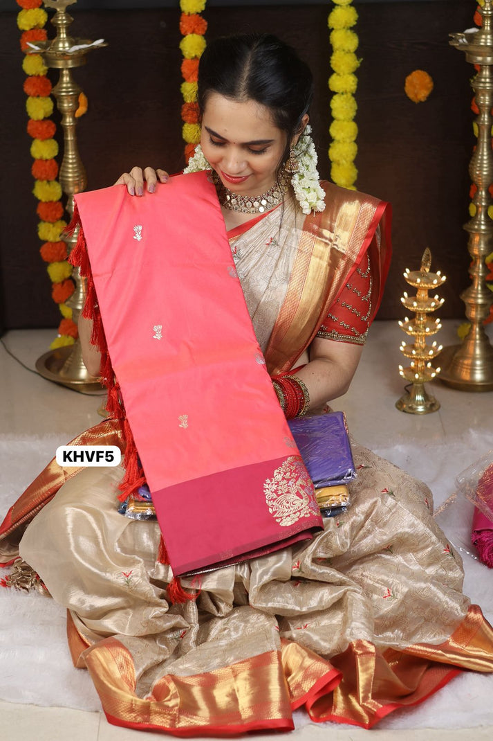 Kanchi Semi sift silk saree with zari weaving pallu and contrast blous ...