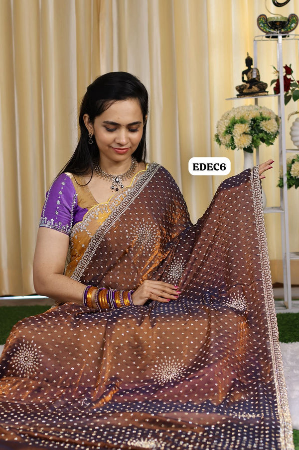 premium quality space silk saree with Real stone work🥳 – Rishi Boutique