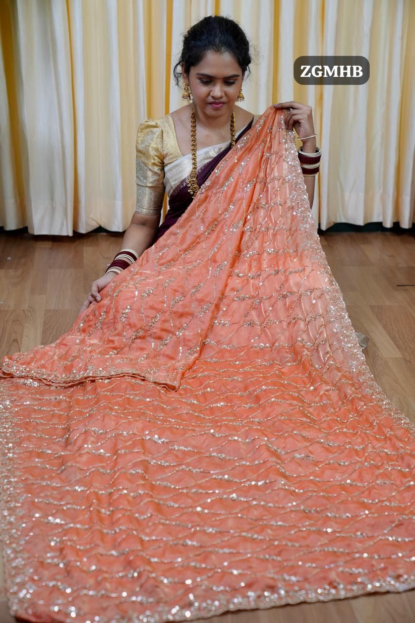 Premium Space silk with Golden heavy Katdhana work – Rishi Boutique