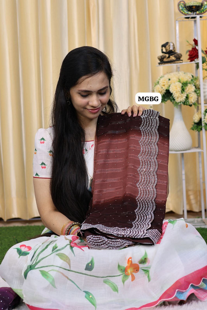Designer saree with work at affordable price😍Ⓜ️ offer – Rishi Boutique